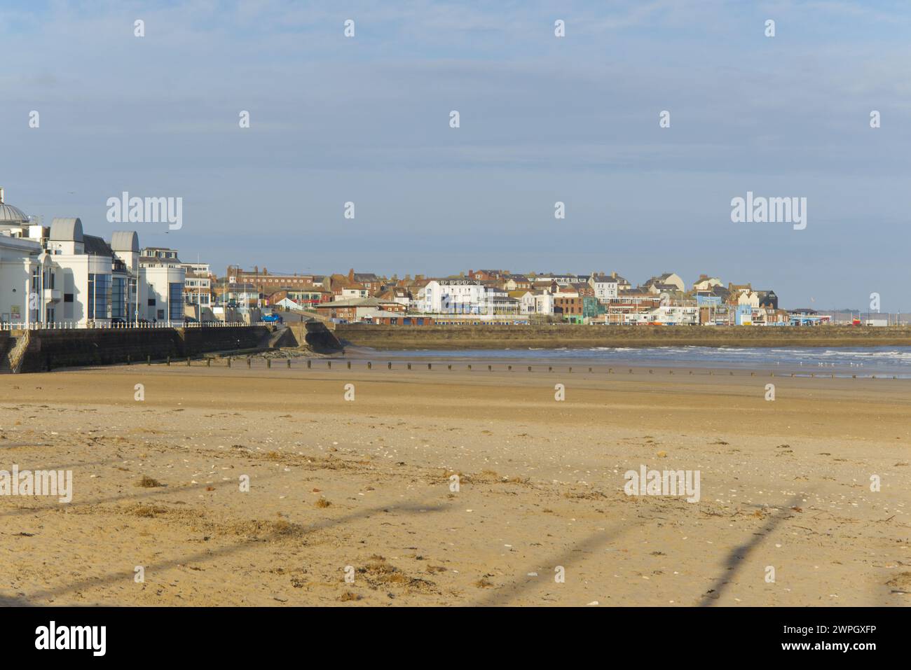 Bridlington seaside town in the East Riding or Yorkshire UK, sandy ...