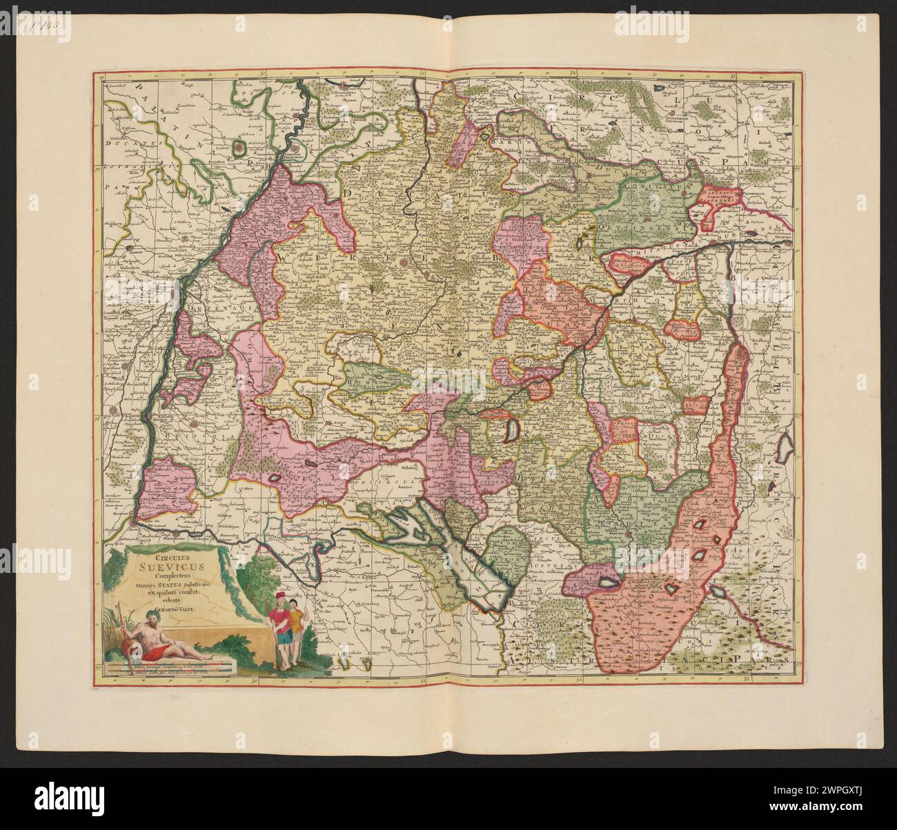 This 1711 map illustrates the Swabian Circle, created by Pieter Schenck ...