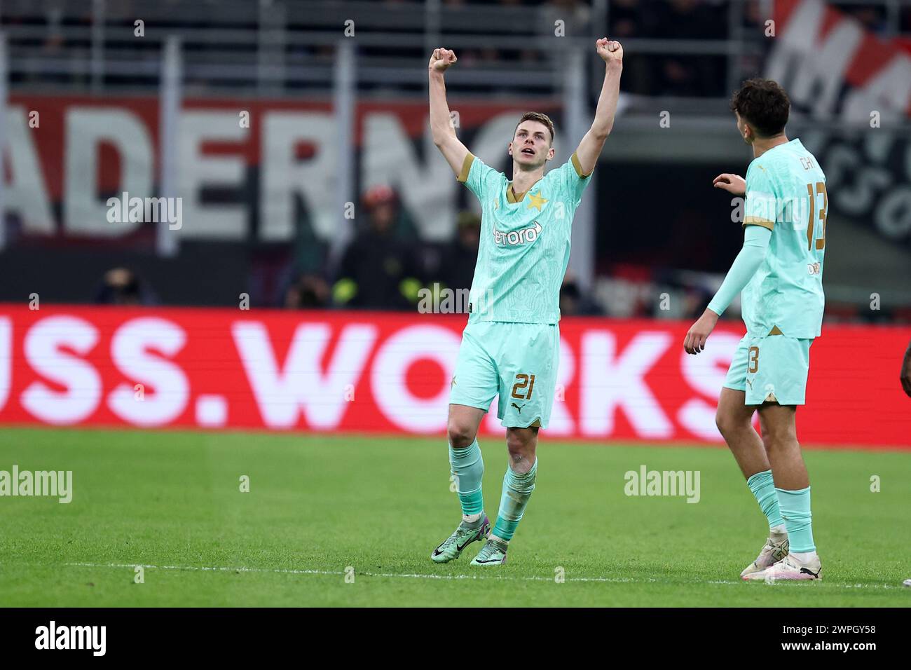 Milano, Italy. 07th Mar, 2024. David Doudera of SK Slavia Praha ...