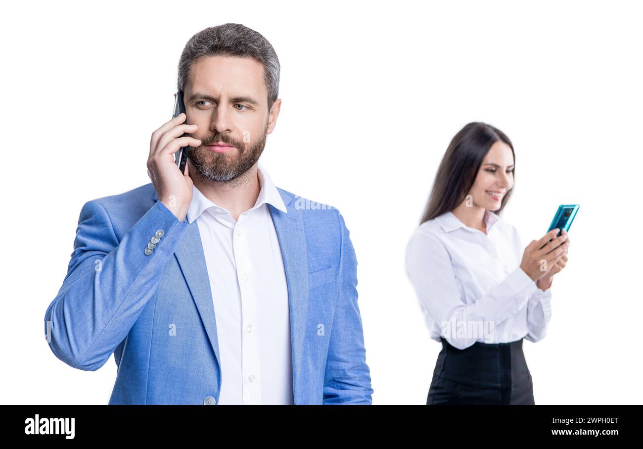 Business communication in office. Business negotiation call. Phone call ...