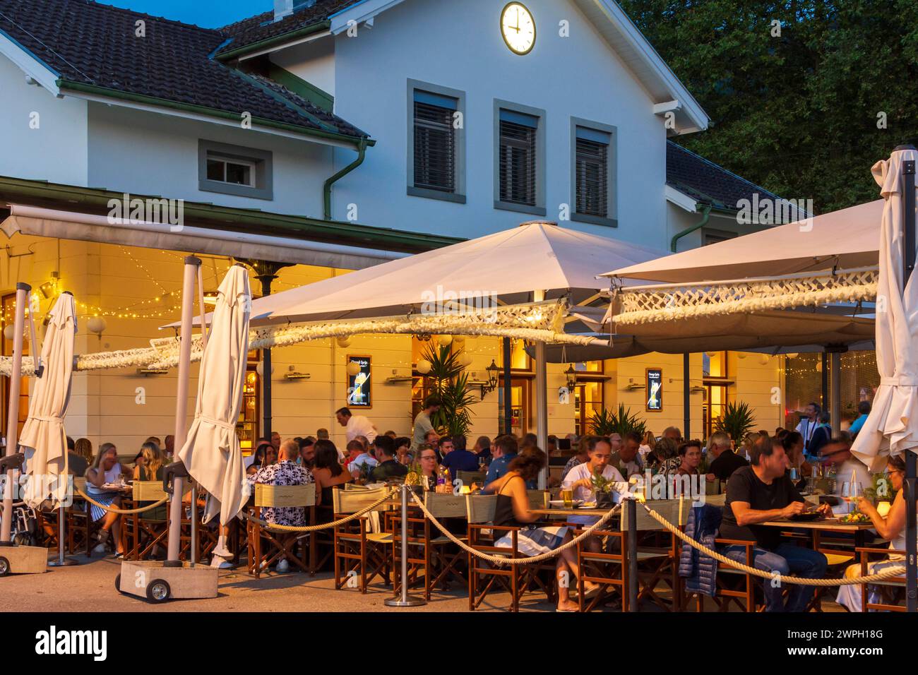 restaurant Pier 69 at harbor Bregenz Bodensee Lake Constance Vorarlberg ...