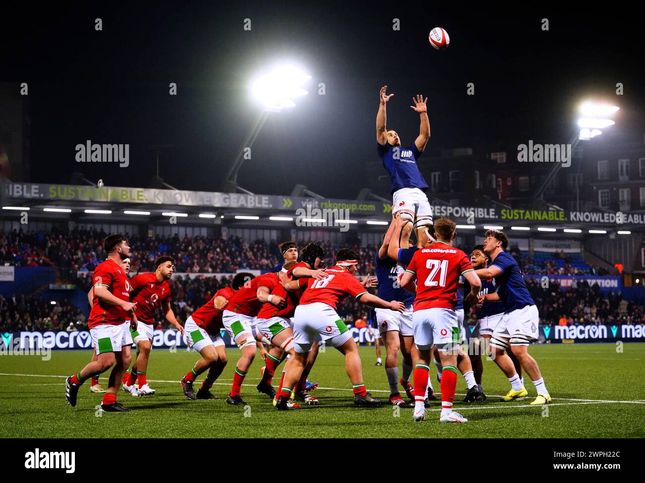 France win the line-out during the 2024 U20 Six Nations Championship ...