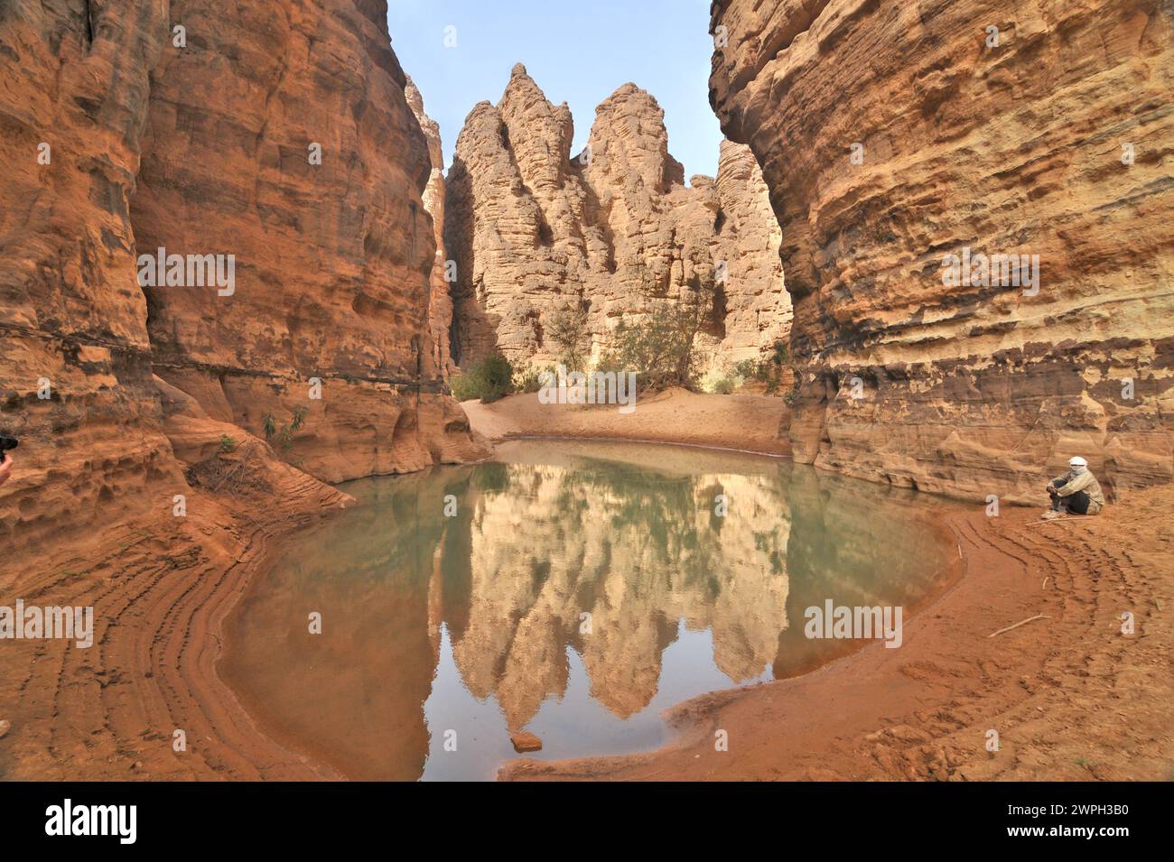 A Saharan oasis with a small lake in Algeria Stock Photo - Alamy