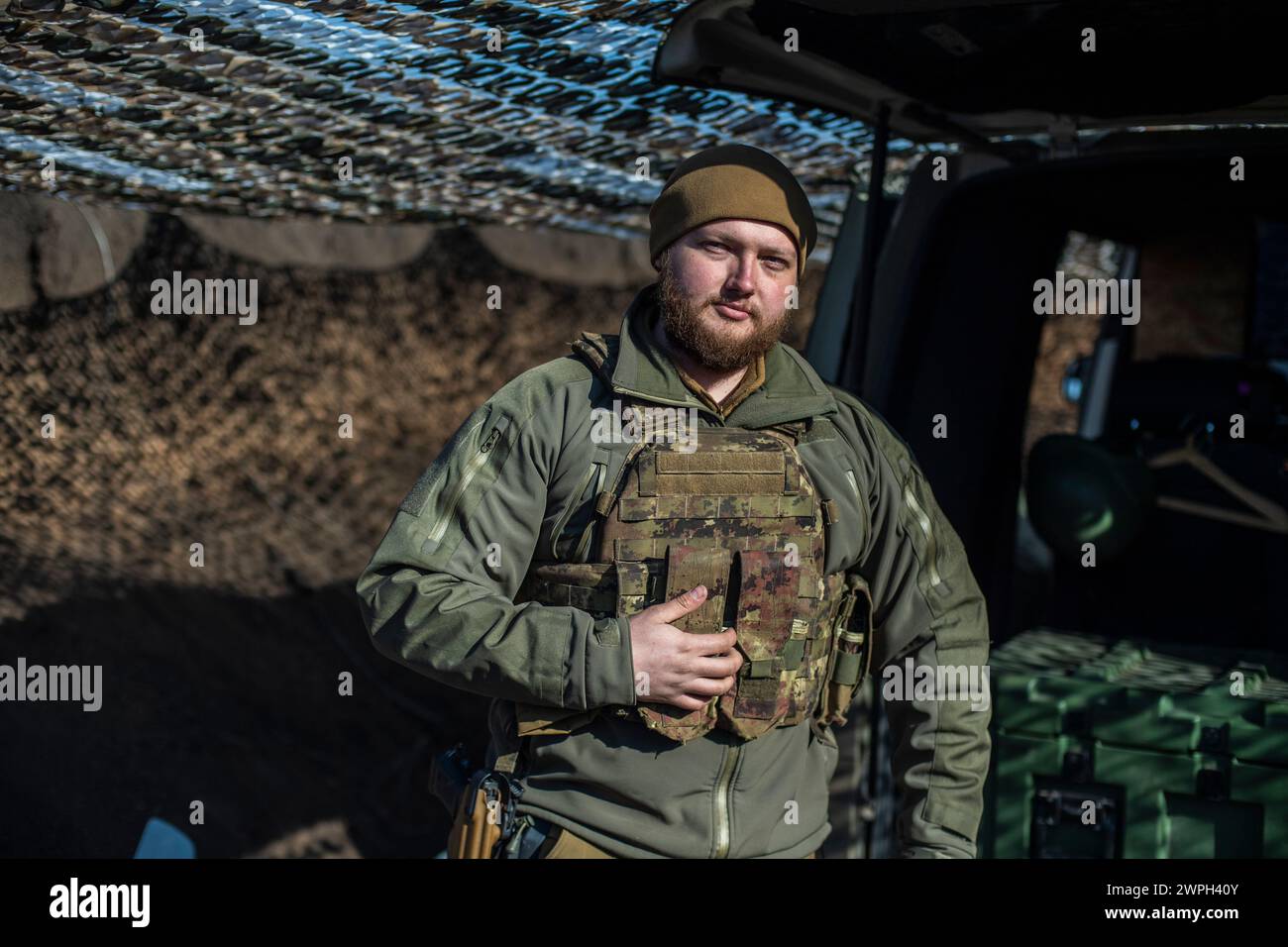 A member of a Ukrainian “Leleka” reconnaissance drone unit from the ...