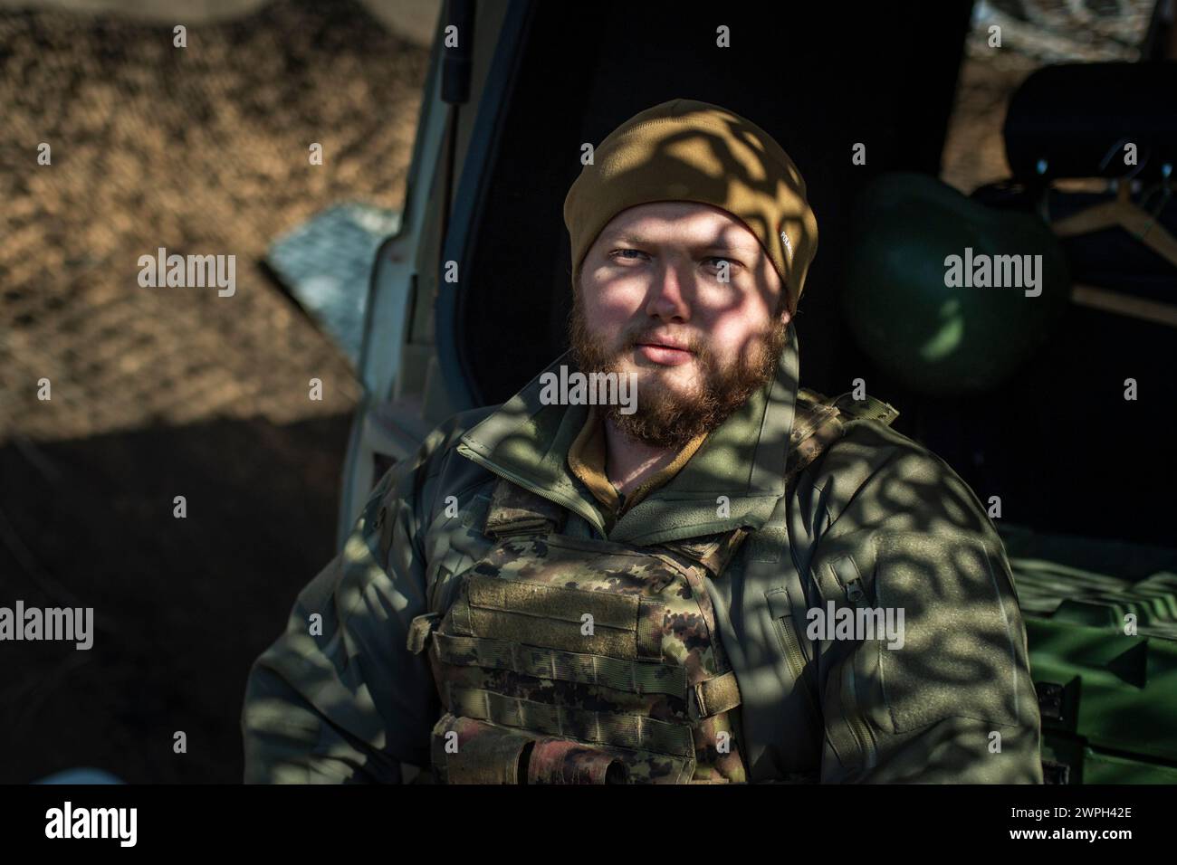 A member of a Ukrainian “Leleka” reconnaissance drone unit from the ...