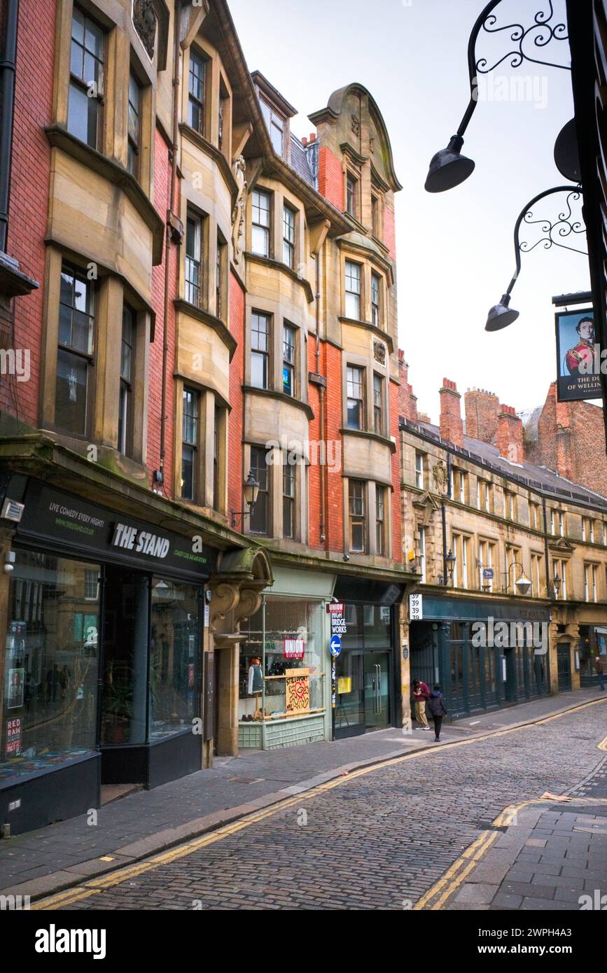 The narrow High Bridge street in the older part of Newcastle Stock ...