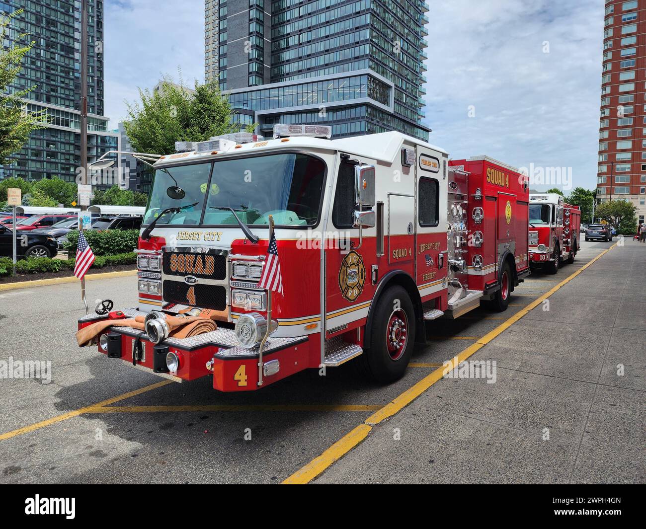 New York City, USA - August 14, 2023: FDNY firetruck truck Jersey City ...