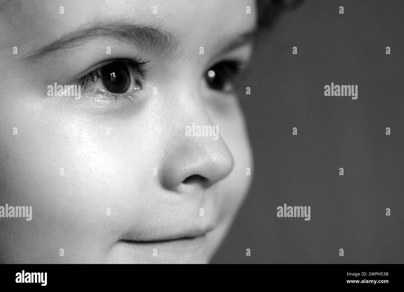 Caucasian child profile portrait close up. Kids face Stock Photo - Alamy