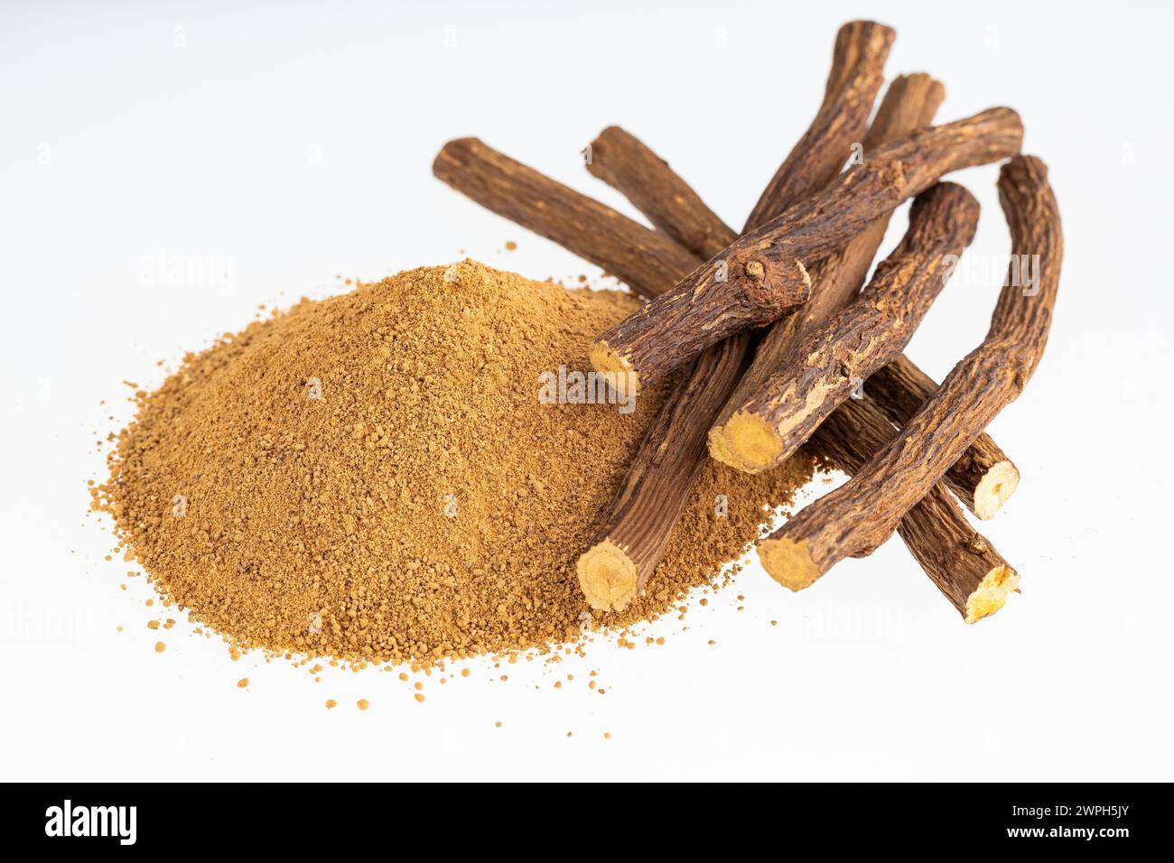 Organic dried licorice sticks with powder - Glycyrrhiza glabra Stock ...