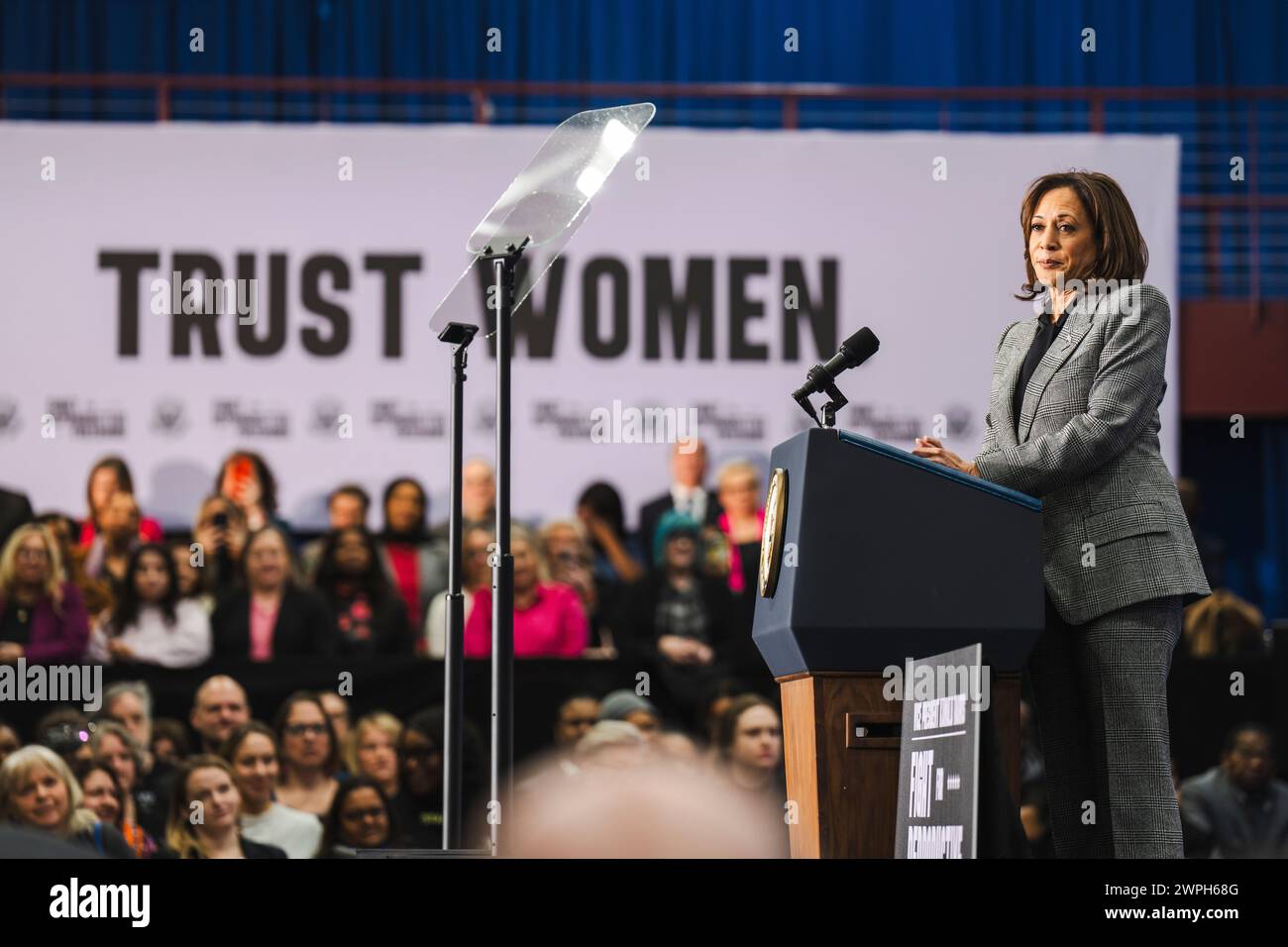 Vice President Kamala Harris addresses the crowd for the kick off of ...