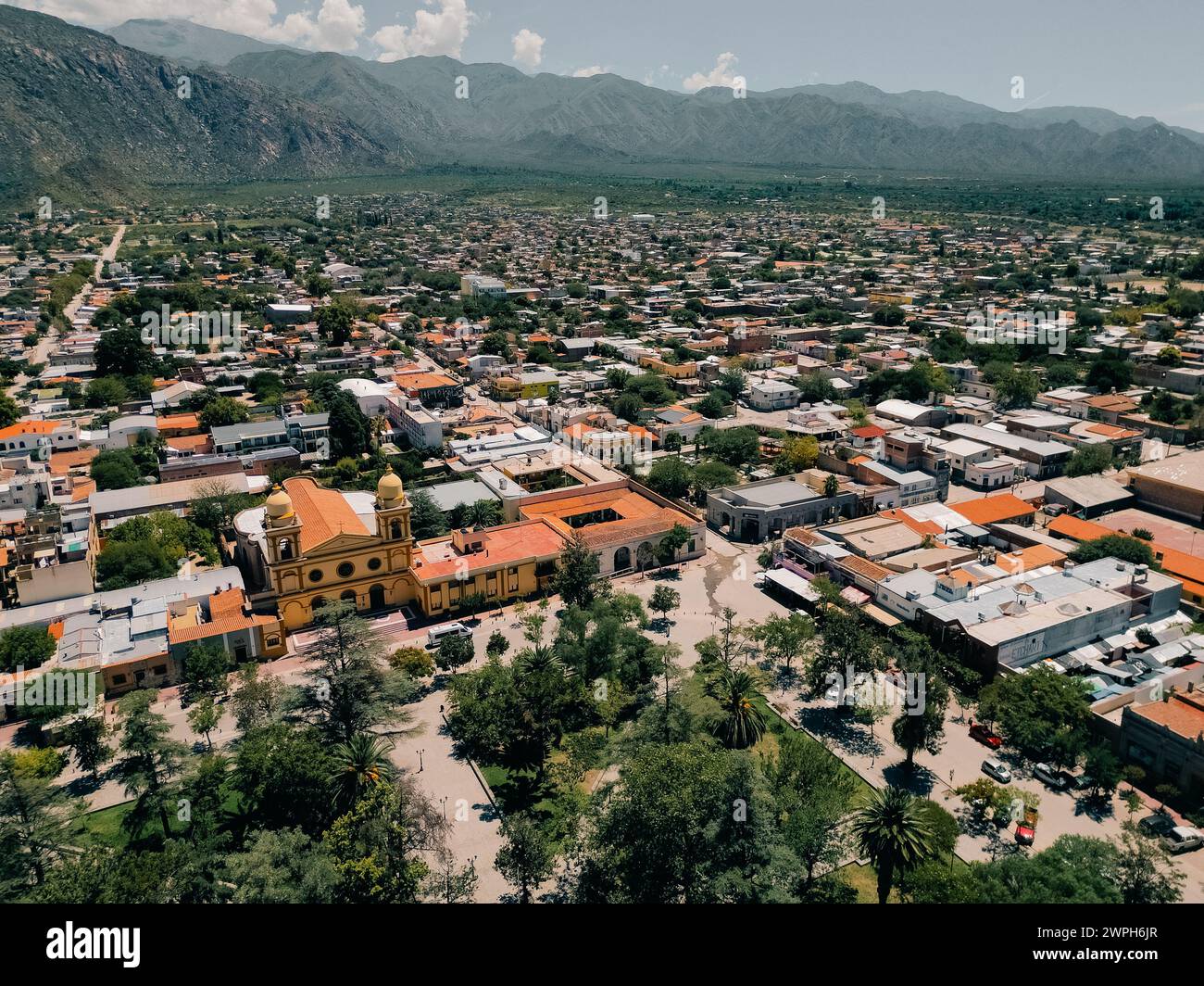 Top view of the city, streets and houses with tiled roofs. Salta ...
