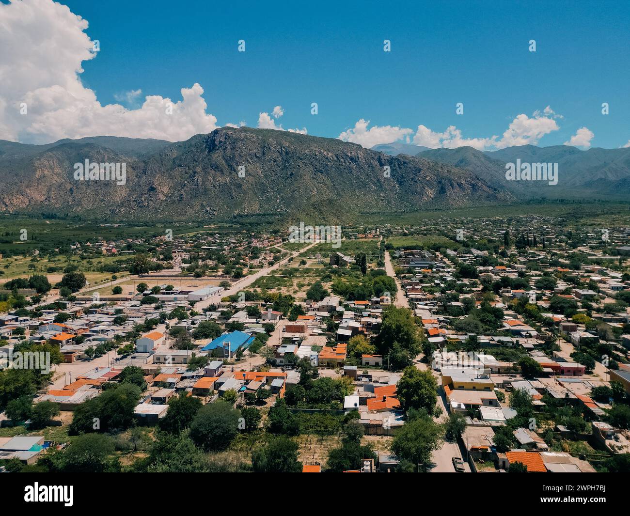 Top view of the city, streets and houses with tiled roofs. Salta ...