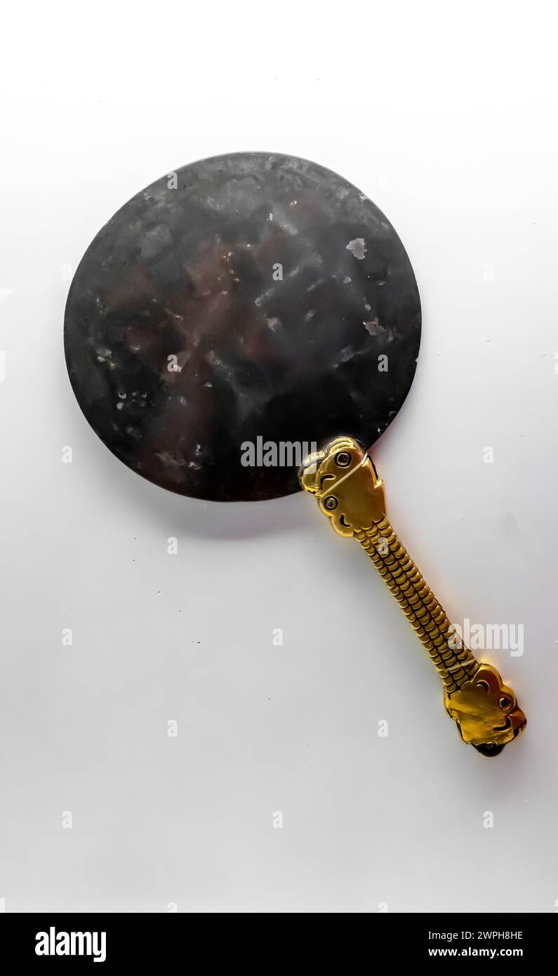 Mirror, gold handle, 6th- 5th century B.C., Taksay-1, Kazakhstan Stock ...