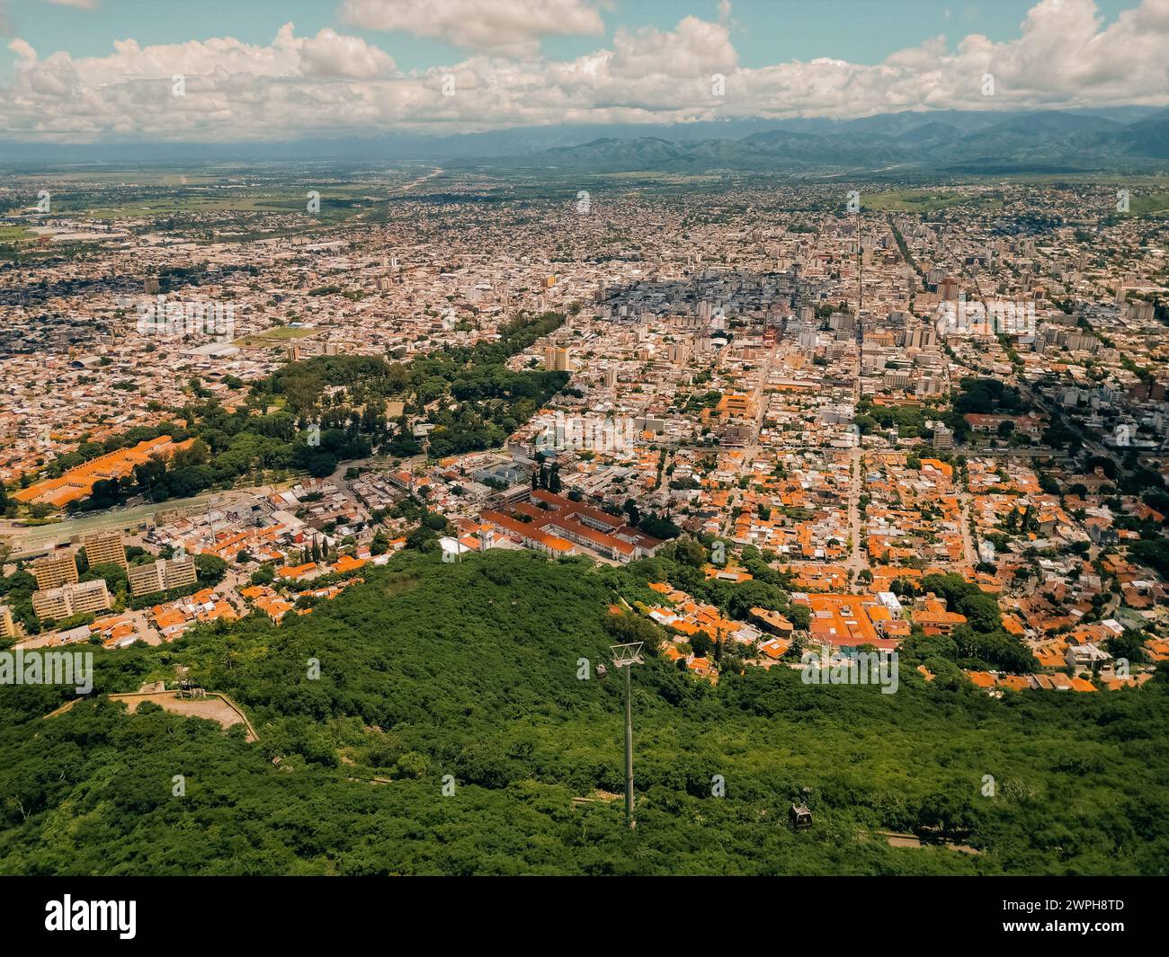 Top view of the city, streets and houses with tiled roofs. Salta ...