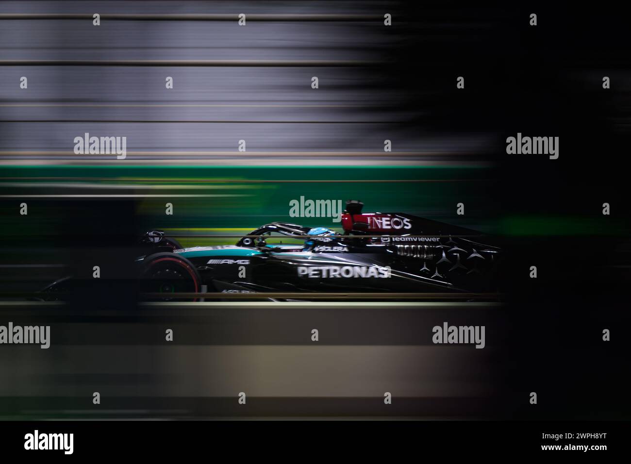Jeddah, Saudi Arabia. 7th March 2024. George Russell of Mercedes-AMG Petronas F1 Team During FP2 ...