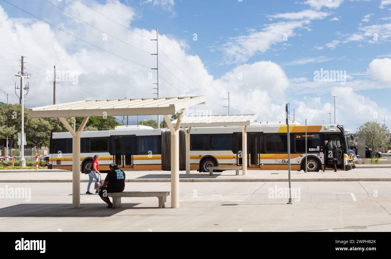 Honolulu, Hawaii, USA - February 24, 2024: The Bus parked outside of ...