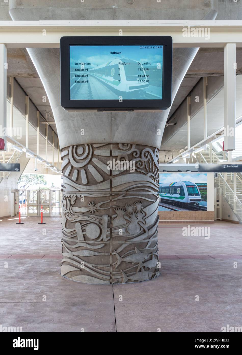 Honolulu, Hawaii, USA - February 24, 2024: The Skyline Rail Timetable ...