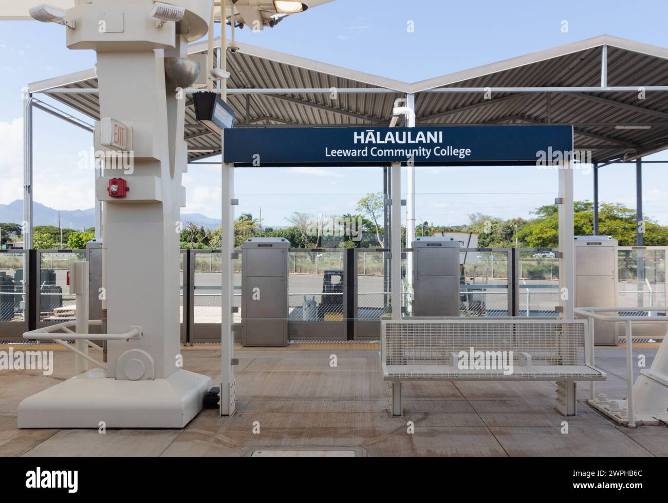 Honolulu, Hawaii, USA - February 24, 2024: Halaulani, Leeward Community College, Skyline Rail ...