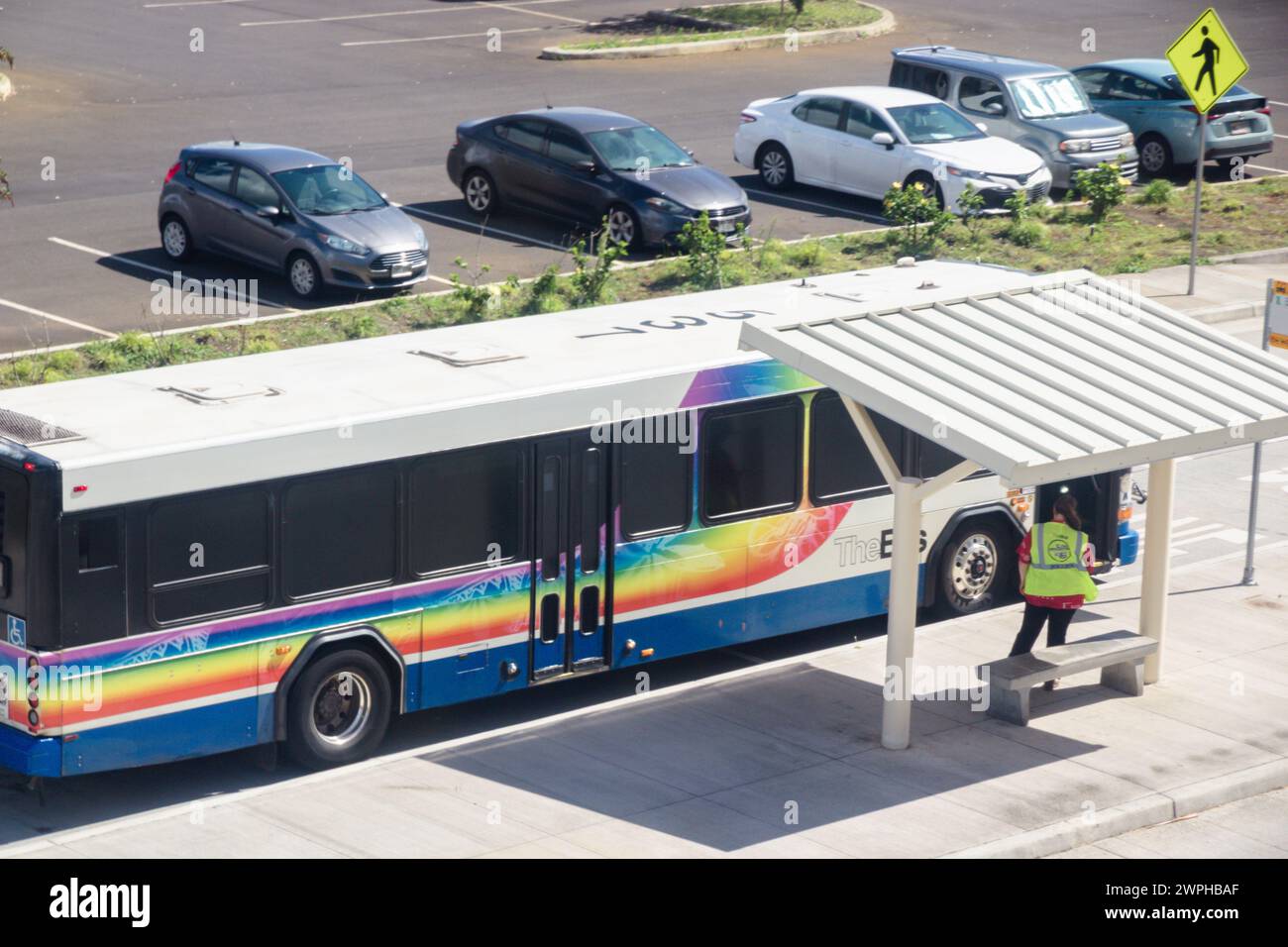 Honolulu, Hawaii, USA - February 24, 2024: The Bus parked outside of ...