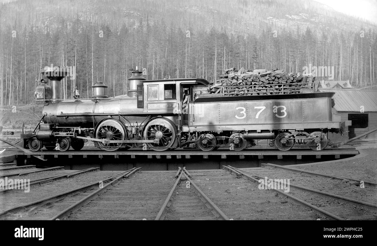 Canadian Pacific Railways engine number 373 on a turntable circa 1920s ...