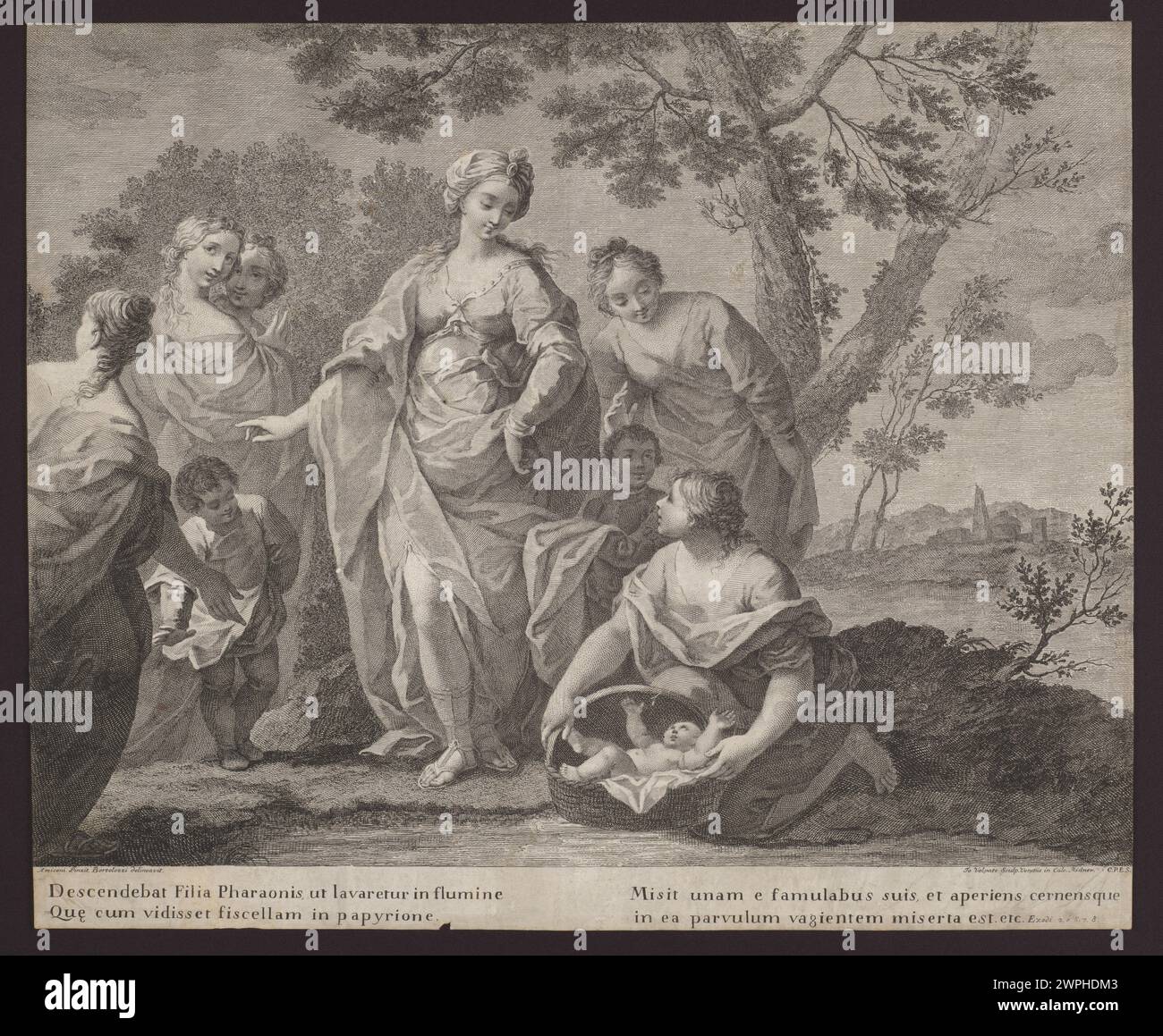 Illustration depicting the biblical scene of finding Moses, created by ...