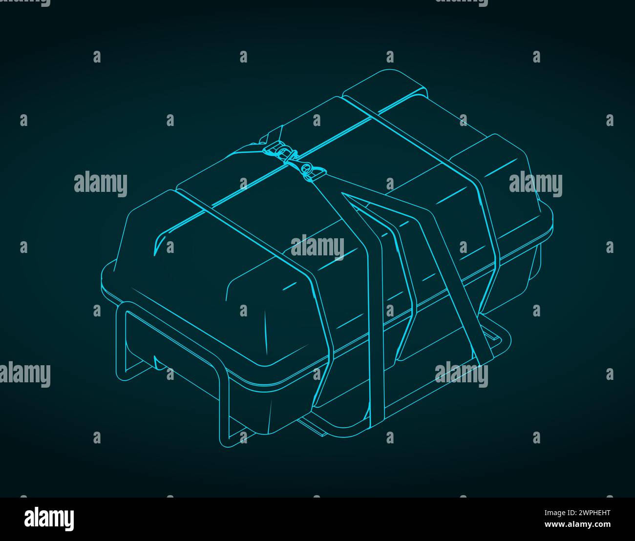 Stylized vector illustration of isometric blueprint of liferaft Stock ...