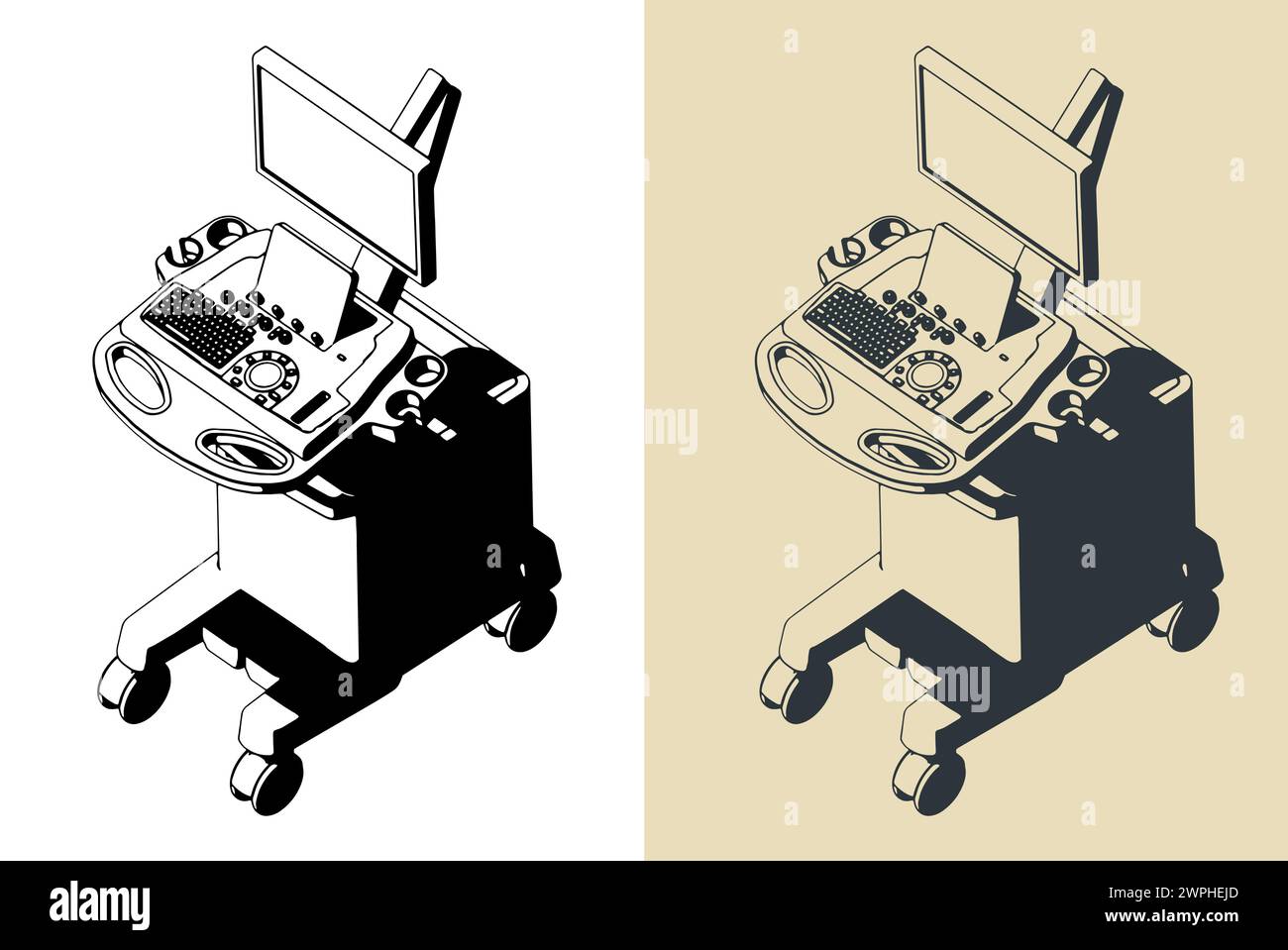 Stylized vector illustrations of ultrasound machine Stock Vector Image ...