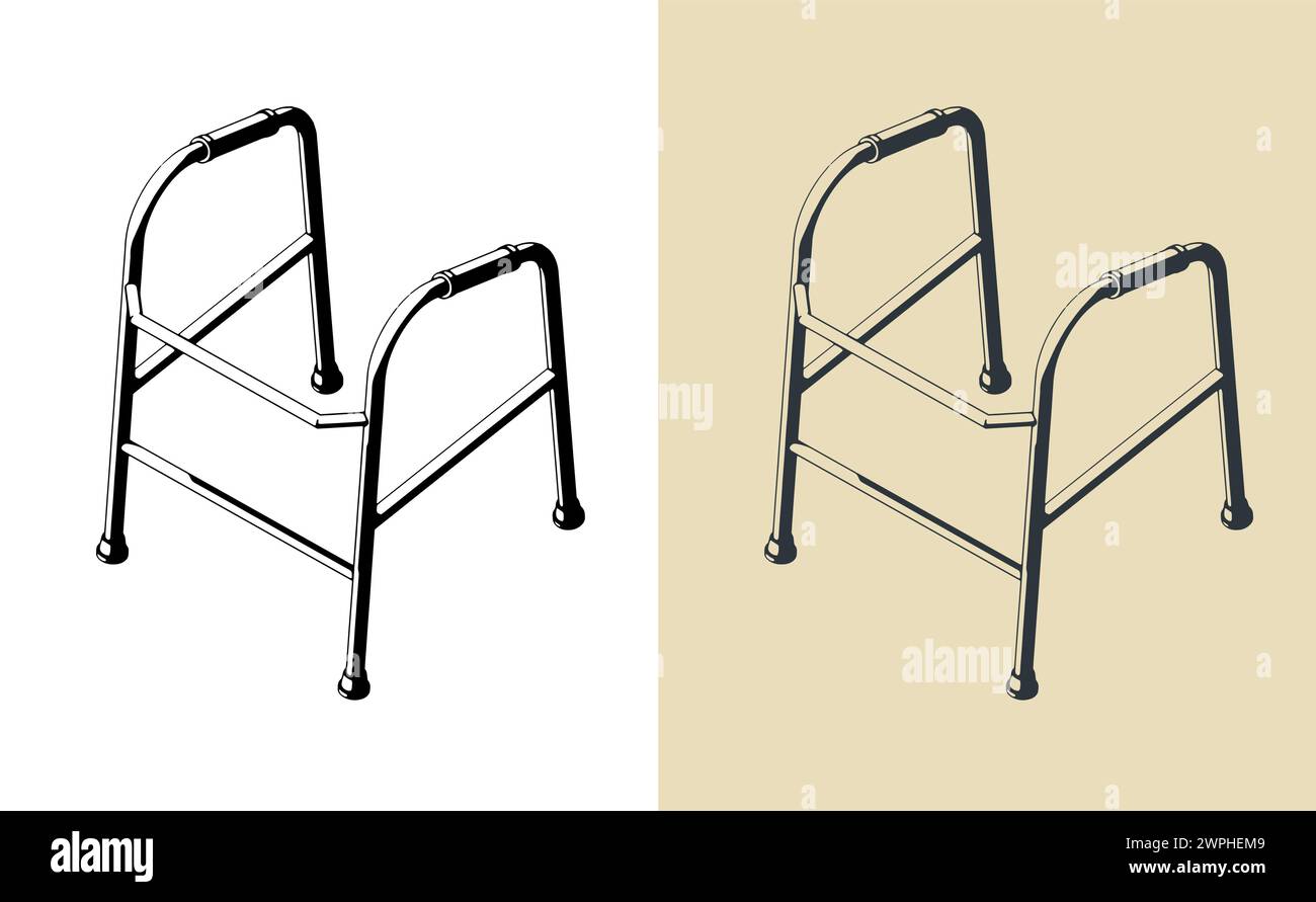 Vector illustration of walking aid with hand grip and anti-slipping ...