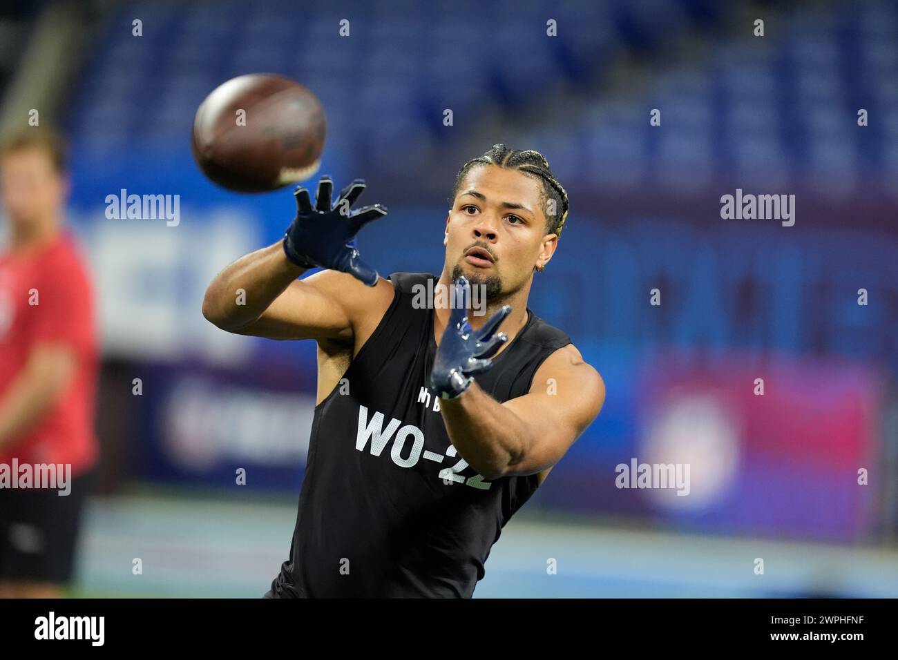 Washington wide receiver Rome Odunze runs a drill at the NFL football ...