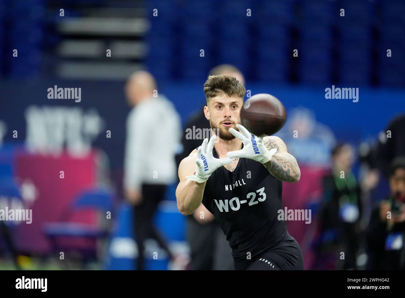 Florida wide receiver Ricky Pearsall runs a drill at the NFL football ...