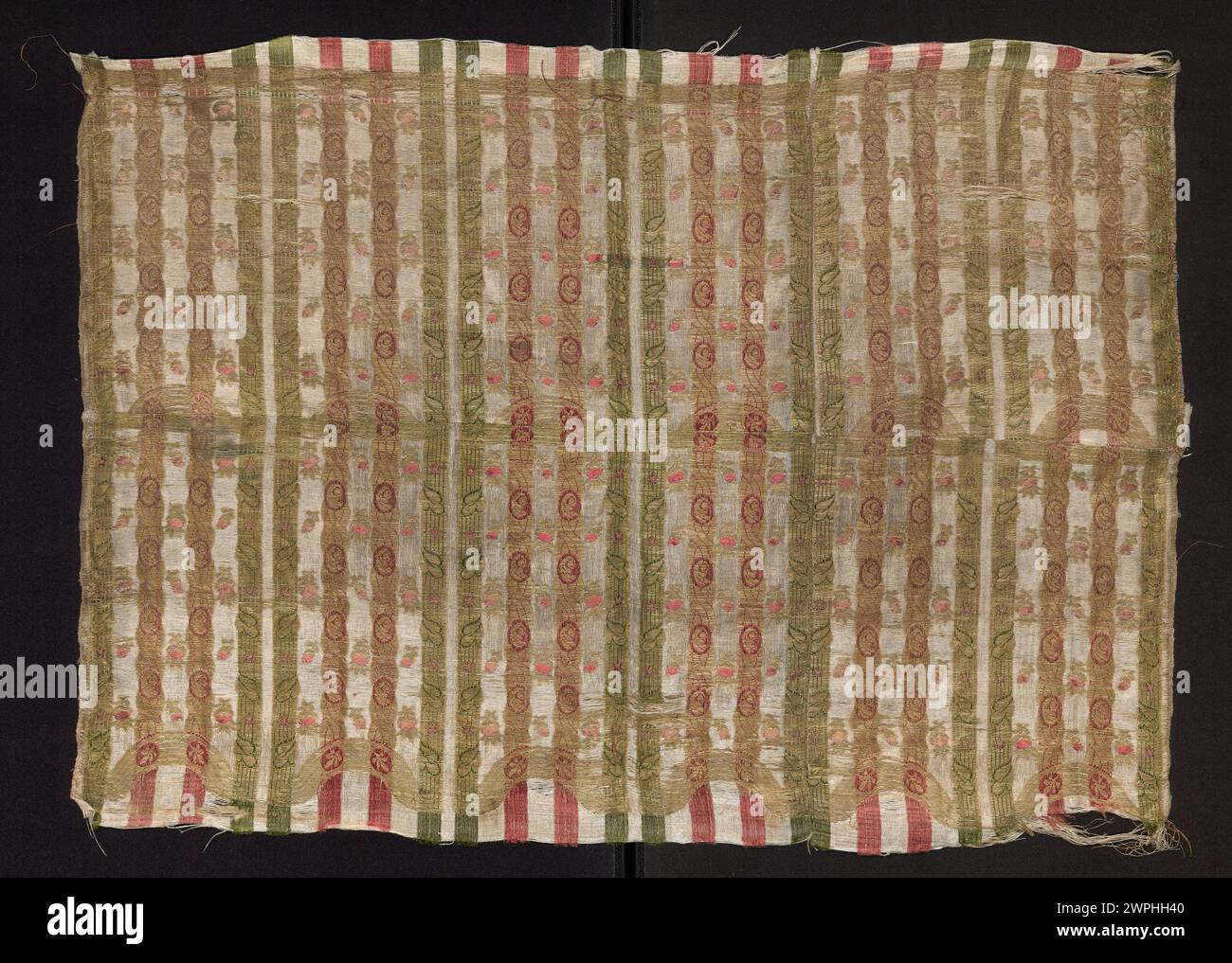 A fabric fragment from the early 18th century, preserved with known ...