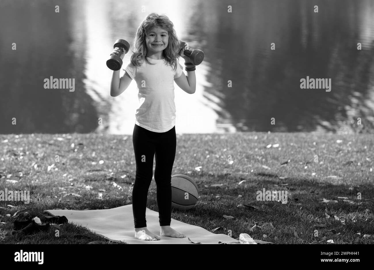 Sport exercise for kids. Sporty children, healthy Lifestyle. Child boy ...