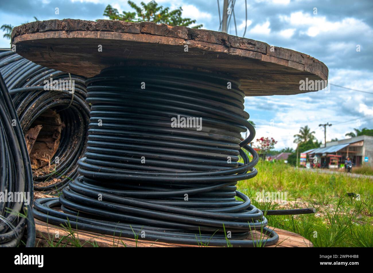 Large roll of electric wire Stock Photo - Alamy