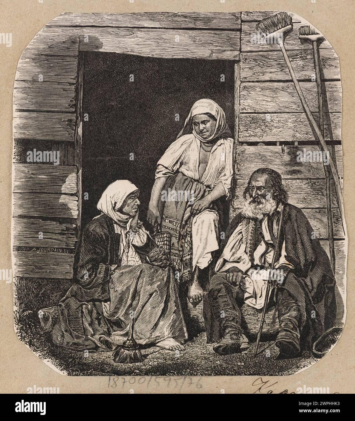Villagers on the threshold of the cottage (Karaimi); Jourdain, Charles ...