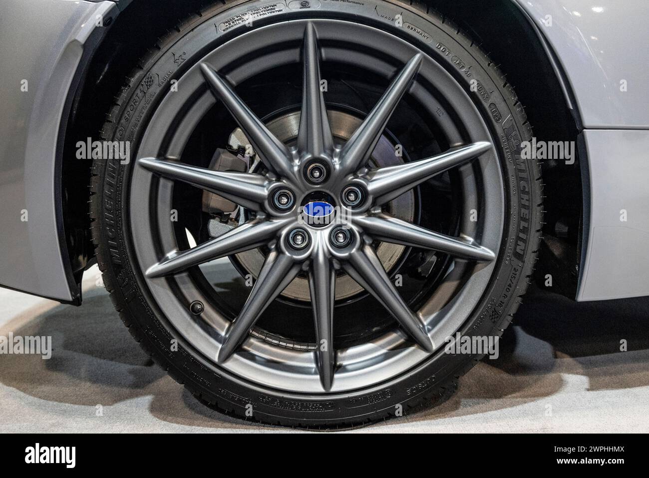 An alloy car wheel, engineered for both style and performance, combines ...