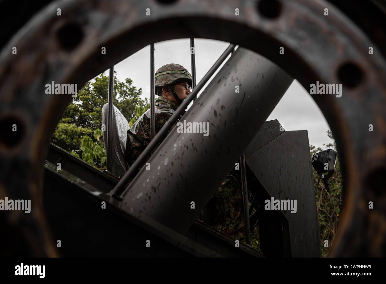 A Japan Ground Self-Defense Force service member with 15th Logistics ...