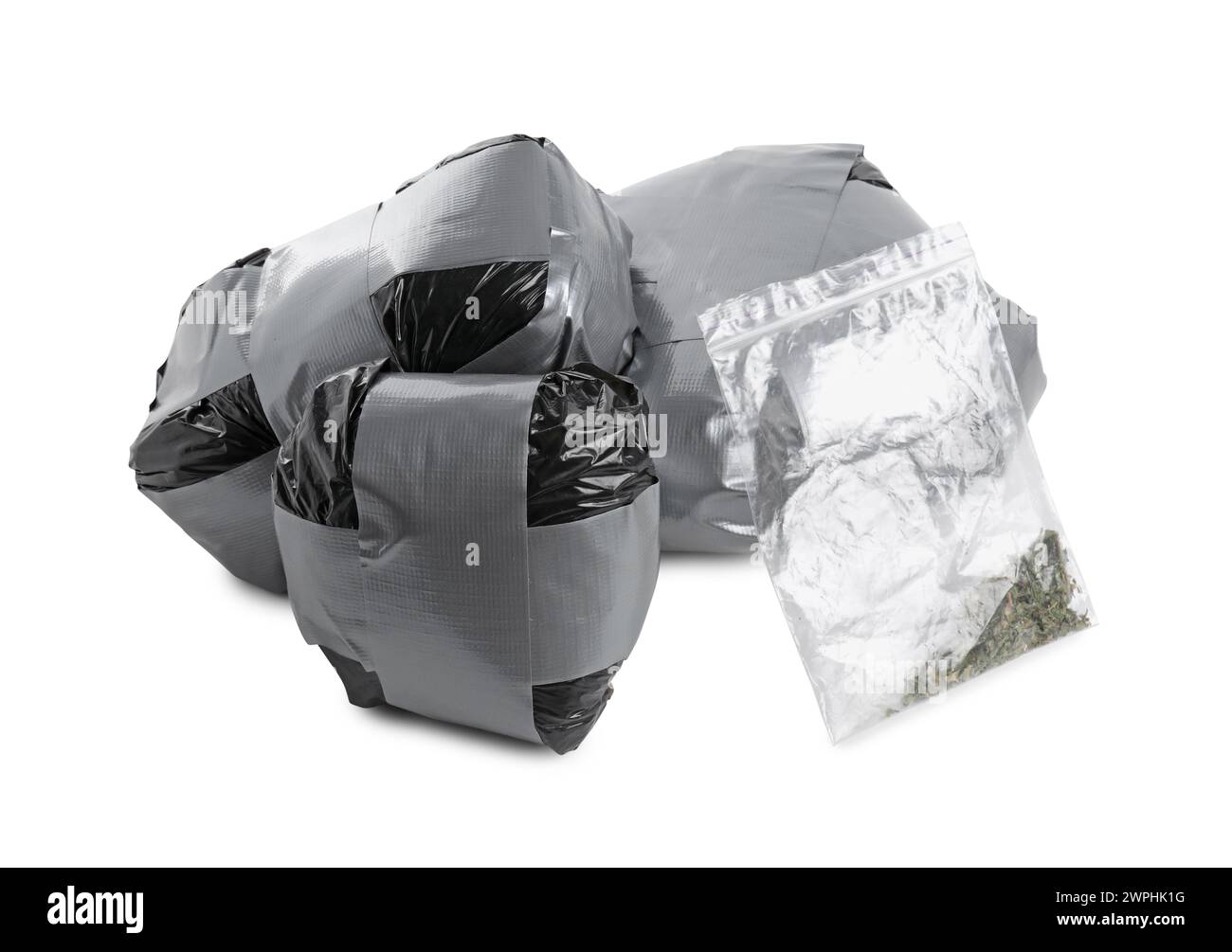 Packages with narcotics isolated on white. Drug addiction Stock Photo ...