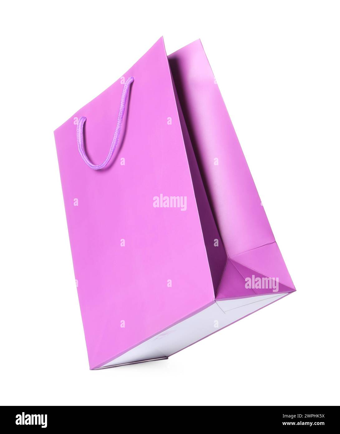 One violet shopping bag isolated on white Stock Photo - Alamy