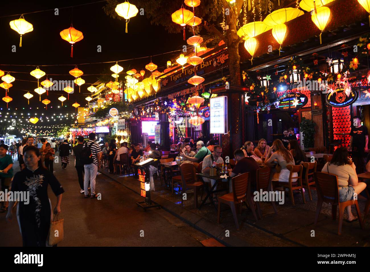 The vibrant Tiger Tiger Bar in An Hoi, Hoi An, Vietnam Stock Photo - Alamy