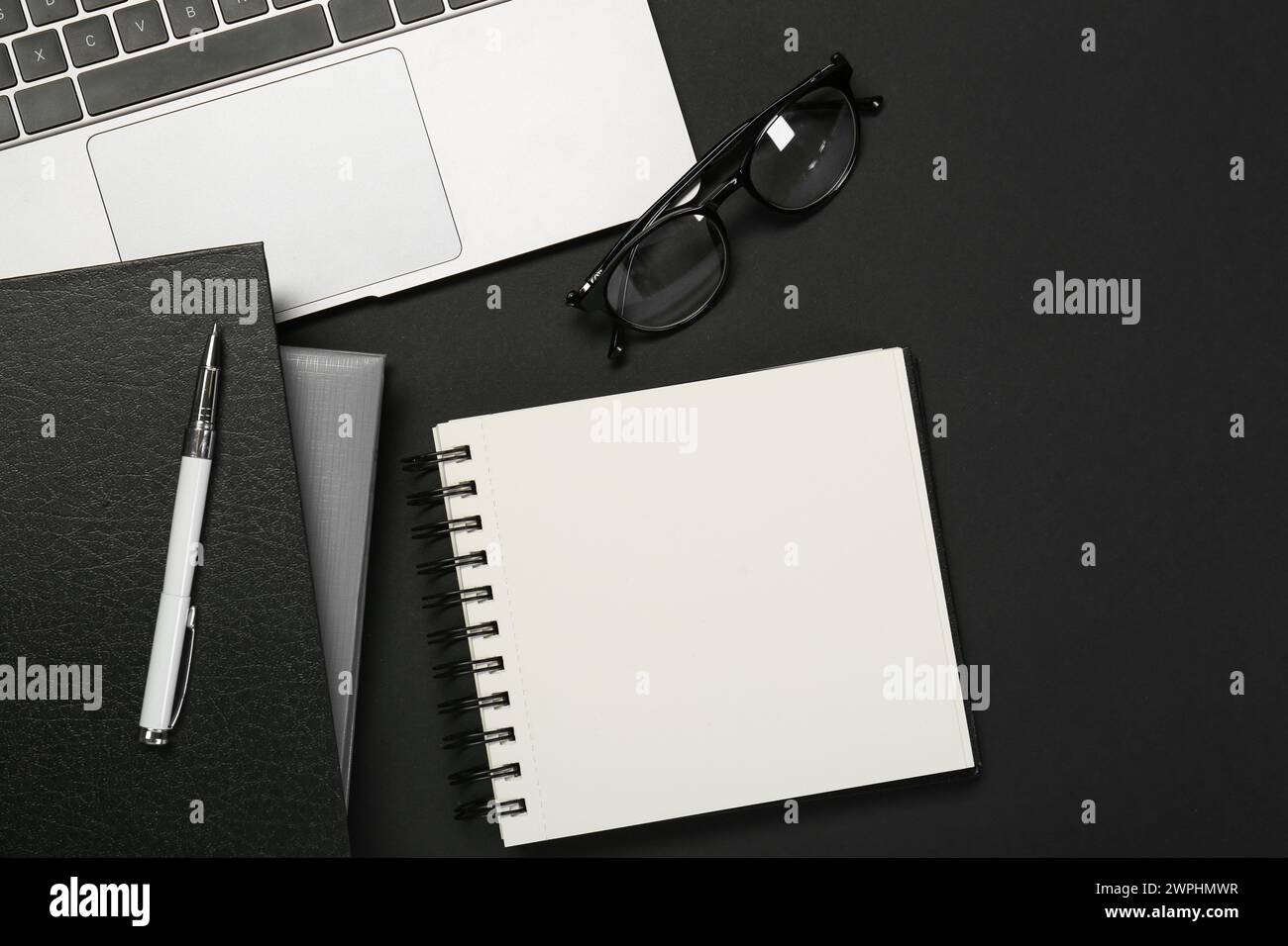 Blank notebooks laptop glasses hi-res stock photography and images - Alamy