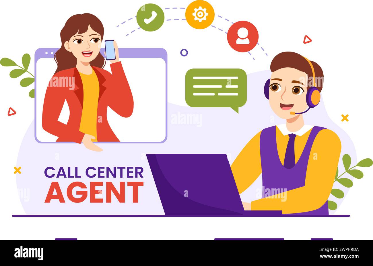 Call center agent vector vectors hi-res stock photography and images - Alamy