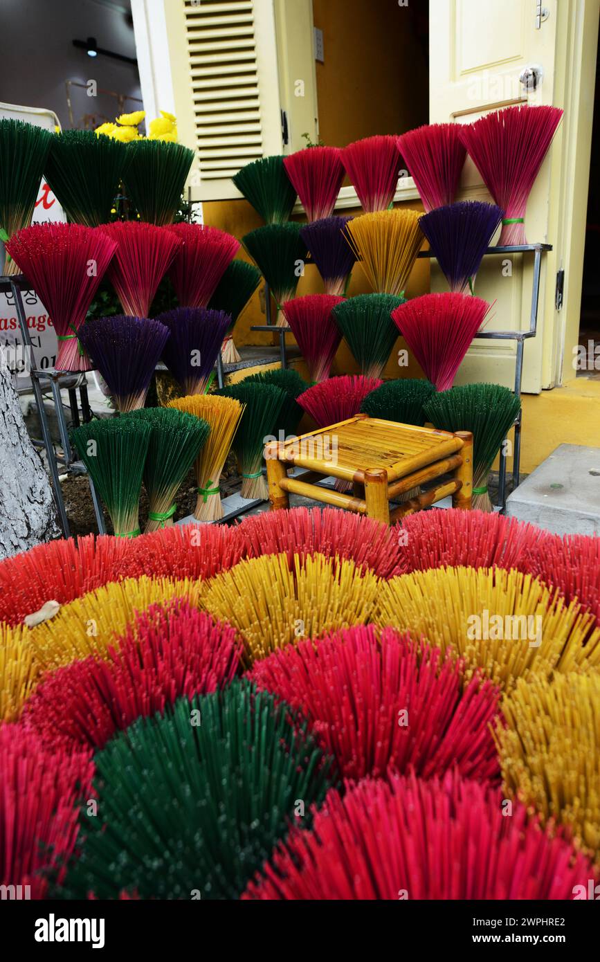 Colorful incense sticks drying in the sun. Old city of Hoi An, Vietnam ...