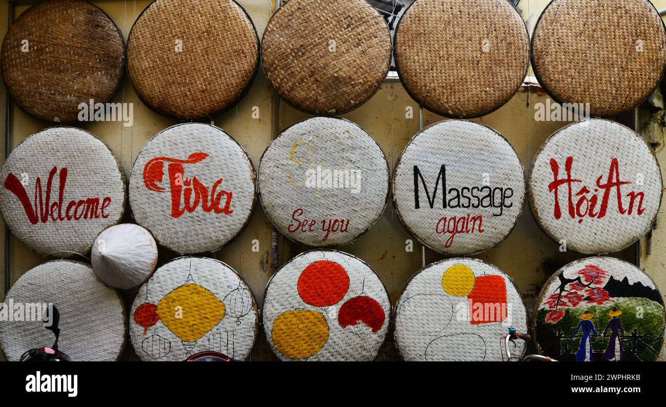 An artistic massage shop sign in the old city of Hoi An, Vietnam Stock ...