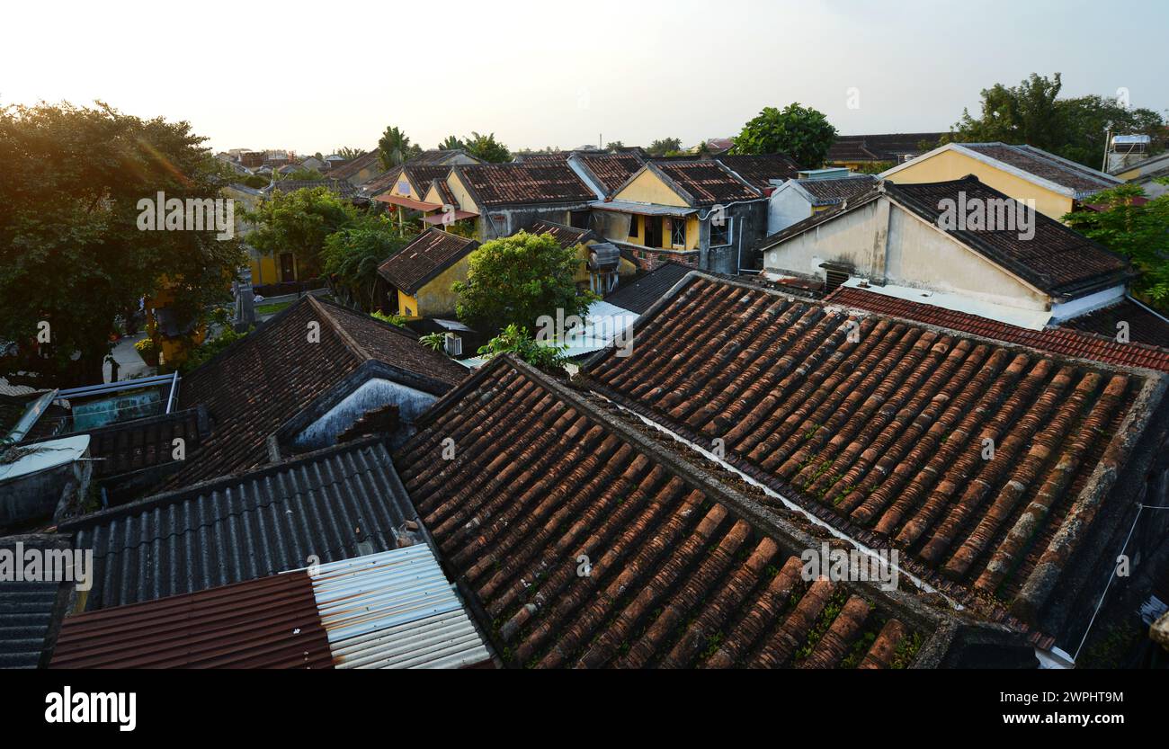 Traditional rooftops in the old city of Hoi An in Vietnam Stock Photo ...