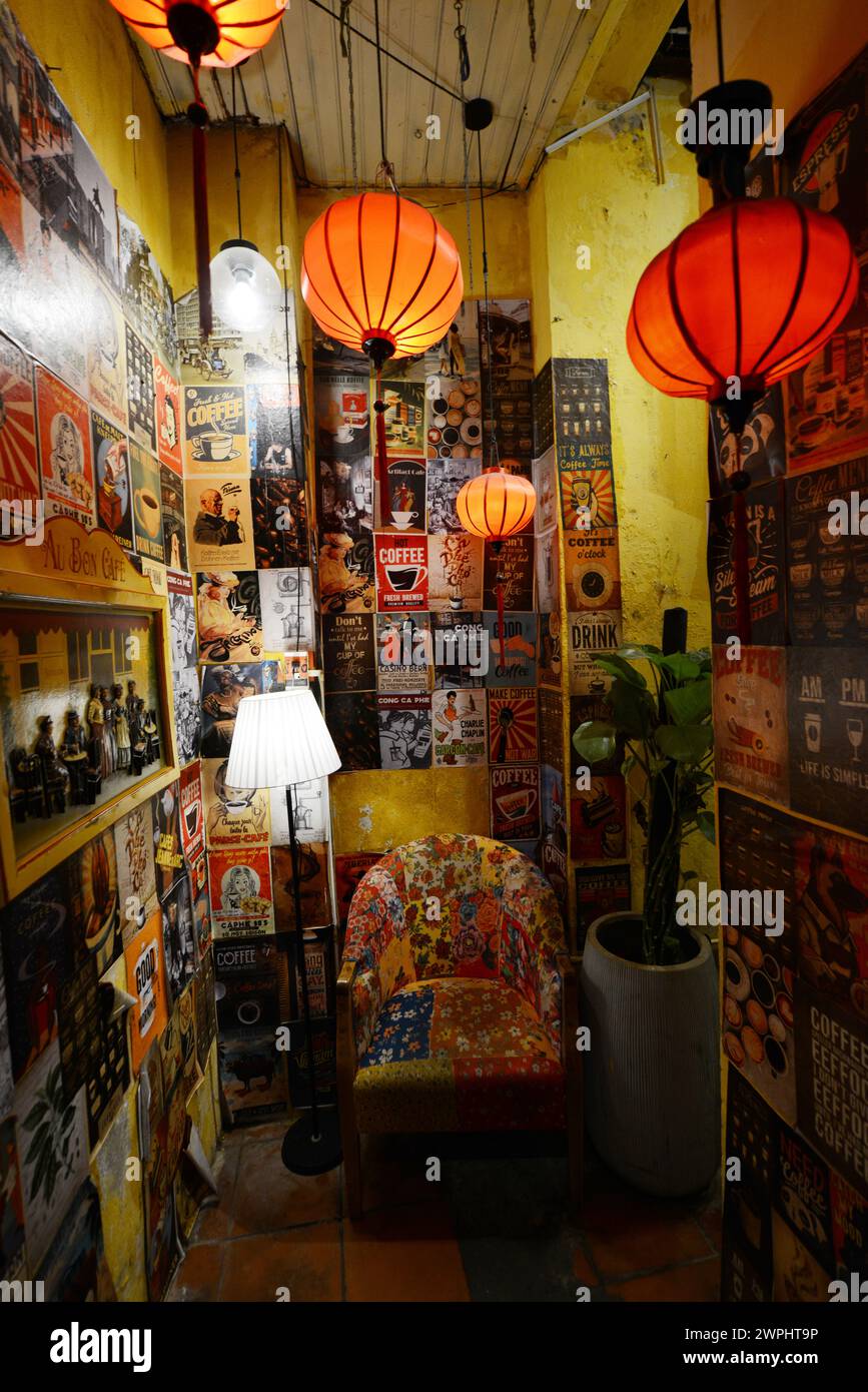 Interior decoration at the Faifo café in the old city of Hoi An ...