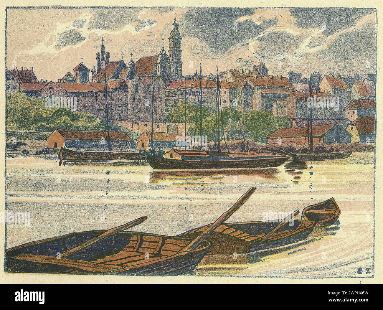 Panorama of the Old Town from Prague; Stankiewicz, Zofia (1862-1955 ...