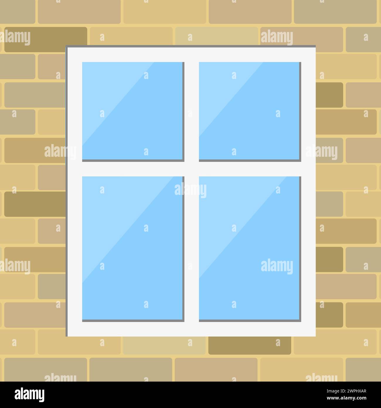 Square window design. Tan brick texture. Vector illustration. EPS 10 ...