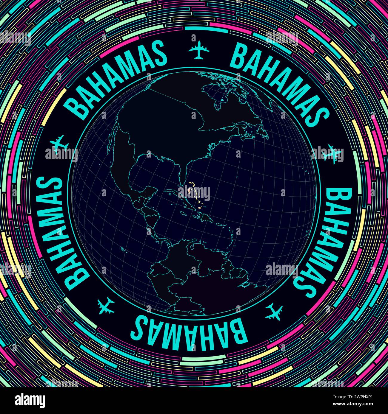 Bahamas on globe. Satellite view of the world centered to Bahamas ...
