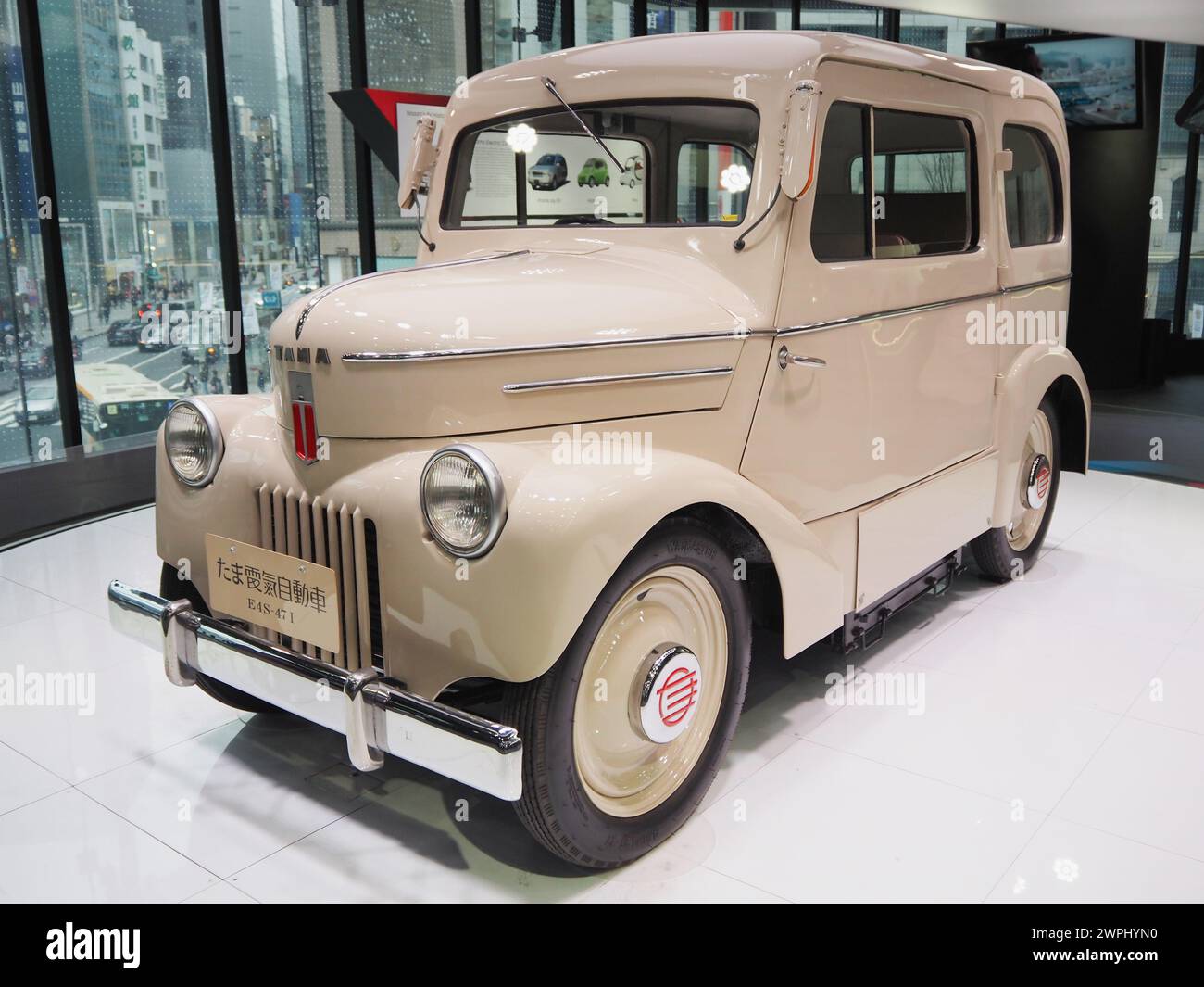 TOKYO, JAPAN - February 29, 2024: A 1947 Tama Electric Car on display ...