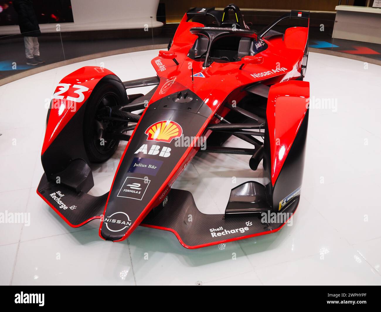 TOKYO, JAPAN - February 29, 2024: A Nissan Formula E Gen 2 racing car ...